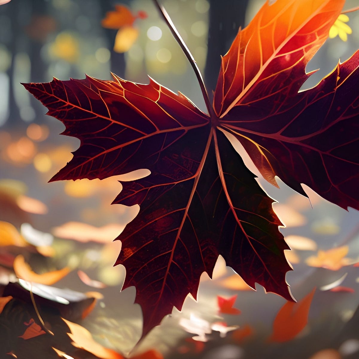 In autumn's grasp, the trees stand tall, Their leaves, like memories ...