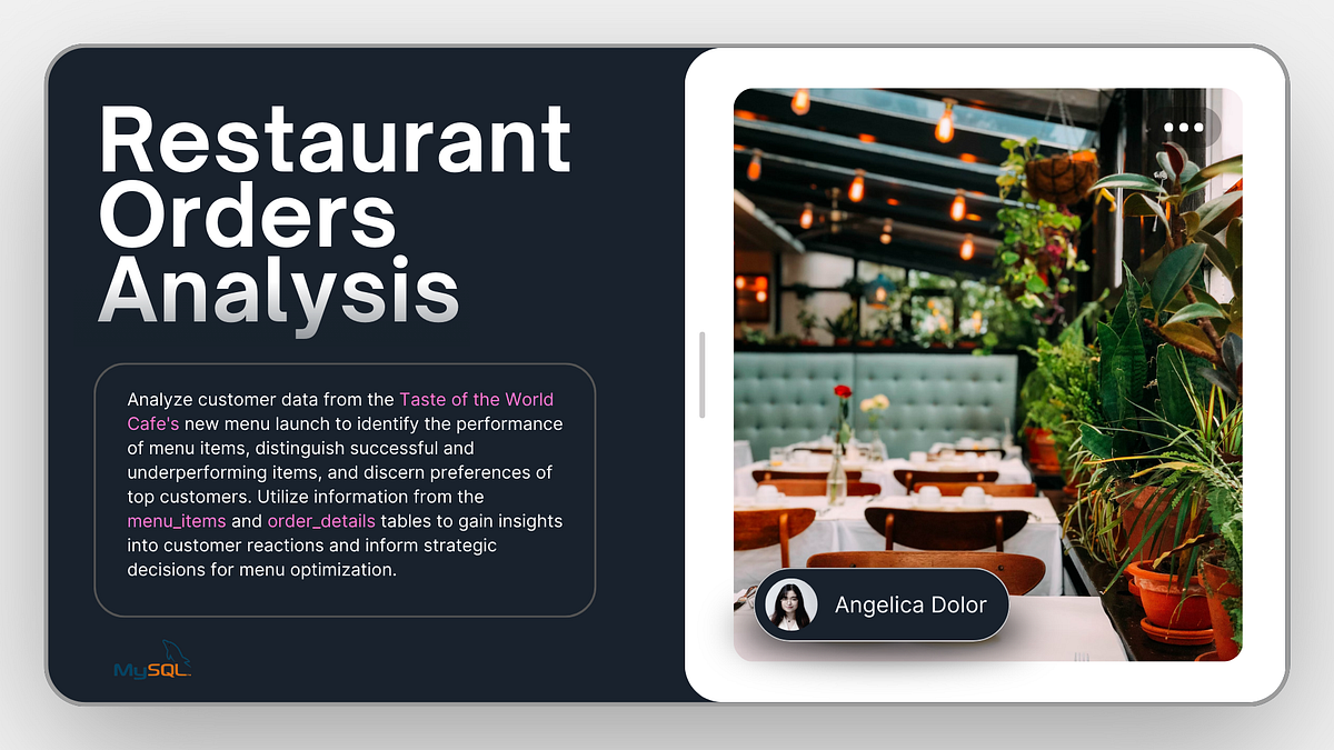 Restaurant Operations Analysis. MySQL Data Analysis | by Angelica Dolor ...