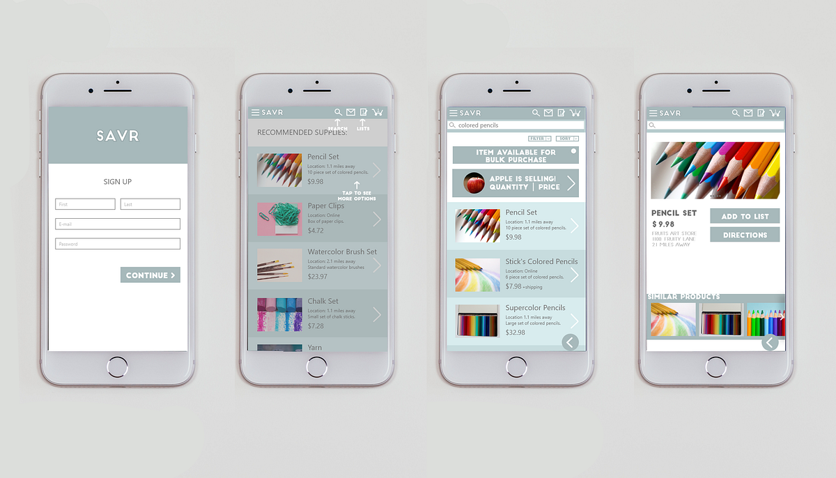 SAVR — mobile app case study (for class). | by Dorothy Kim | Medium