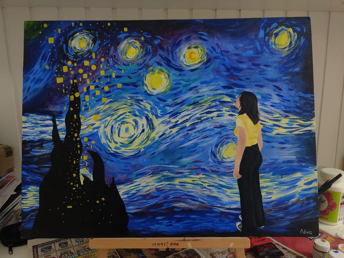 My Rendition of Vincent Van Gogh’s Starry Night I stand, fascinated by ...