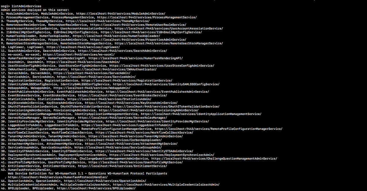 How to list admin services used by WSO2 Identity & Access management ...