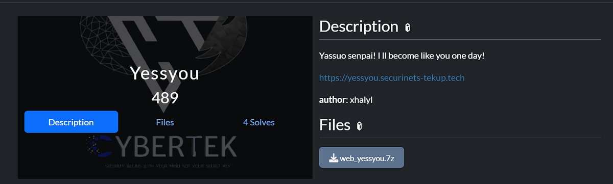 CyberTEK — 2024 / YessYou (Web). I wrote 4 web exploitation challenges ...