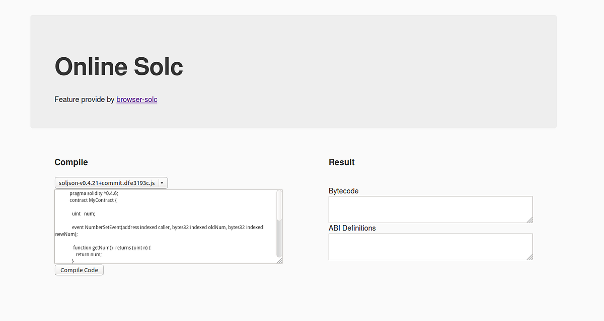 Ethereum Dapp初心者之路(7): web3.eth.compile.solidity()替代方案 | by 林瑋宸 Albert Lin | Medium