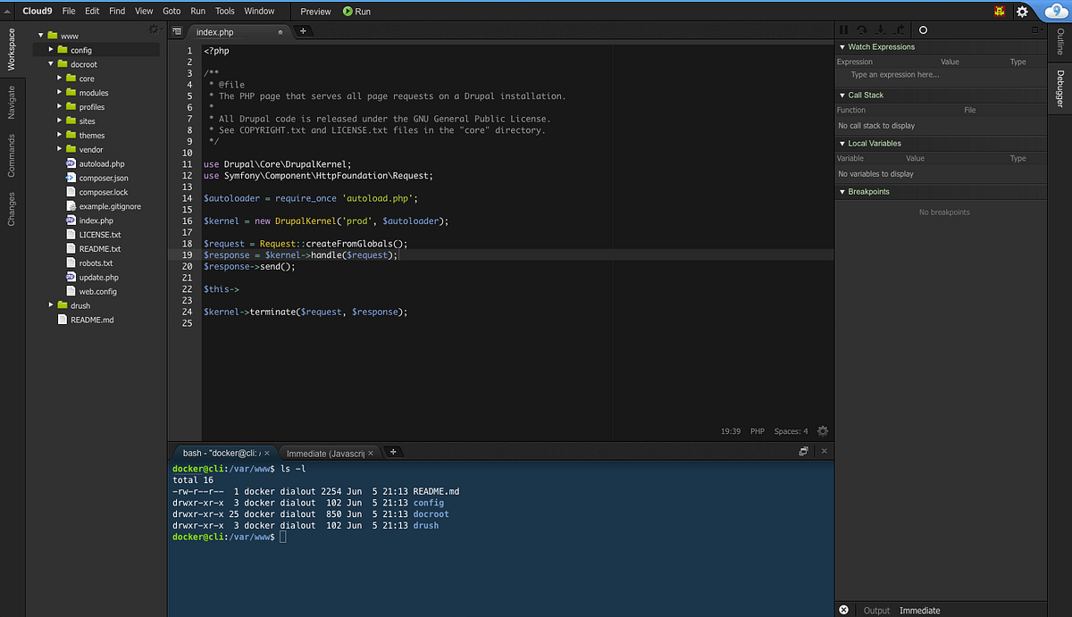 Cloud9 IDE Support in Docksal. Cloud9 IDE is a JavaScript-based editor ...