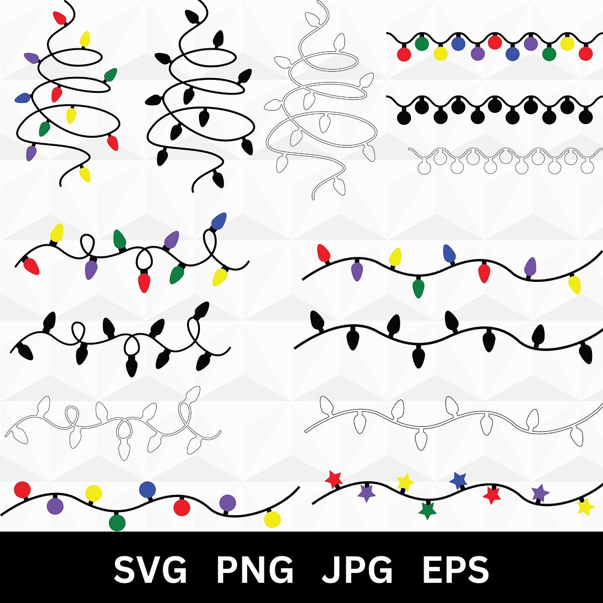 Christmas Lights svg, Christmas Light String, Christmas Lights png ...
