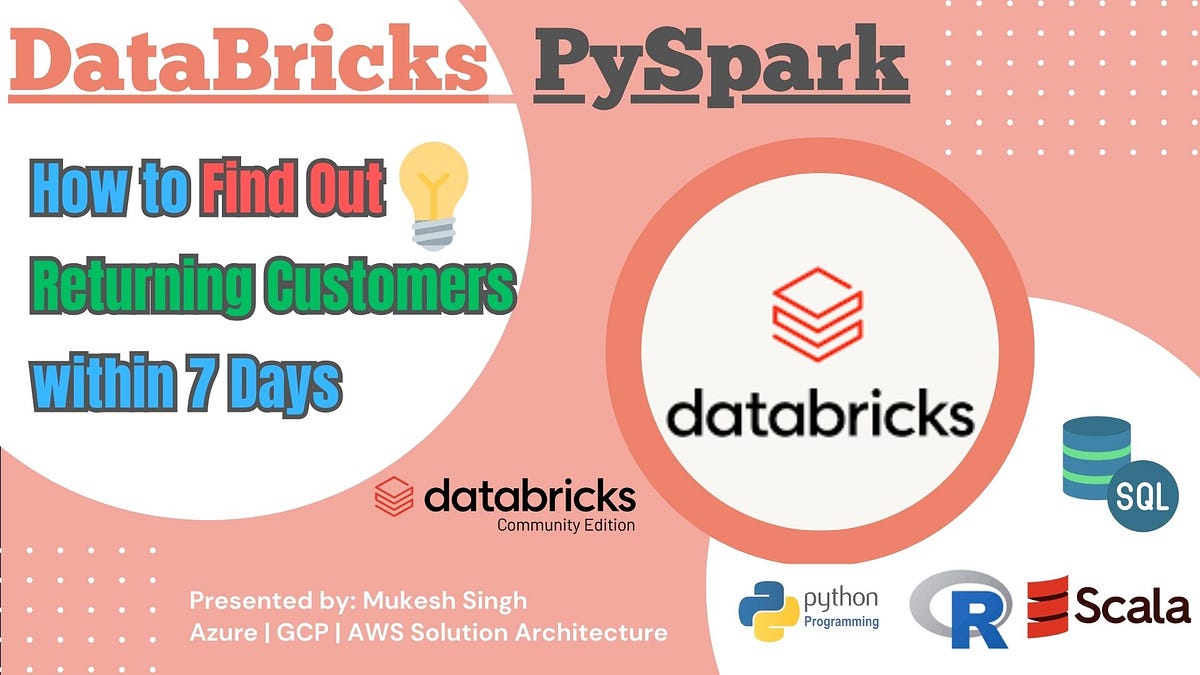Databricks — How To Find Out Returning Customers Within 7 Days In Pyspark Dataframe By Ryan