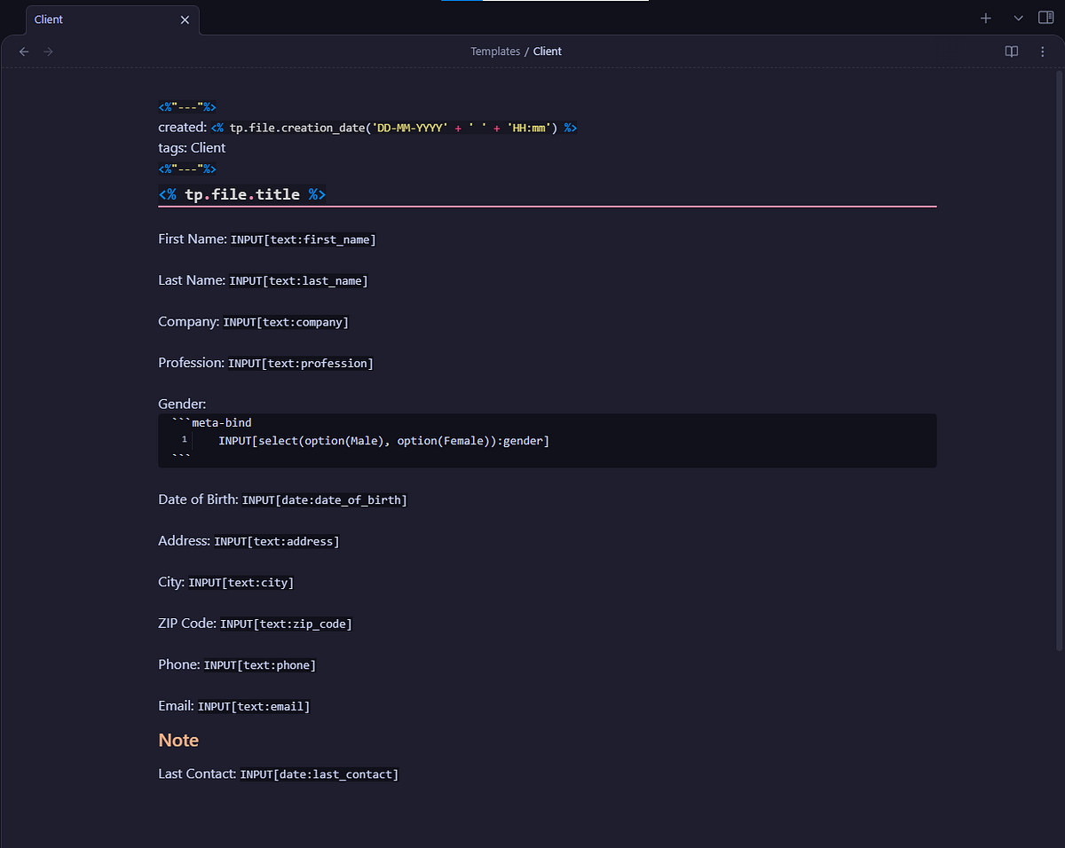 Meta Bind Plugin: How to take notes about clients in Obsidian | by ...