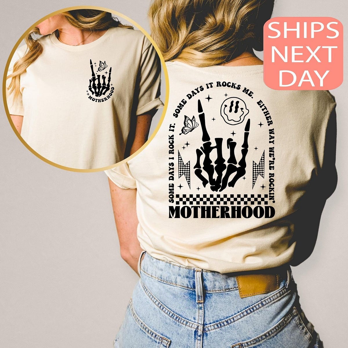 Free Motherhood Sometimes I Rock It Sometimes It Rocks Me, Front & Back ...