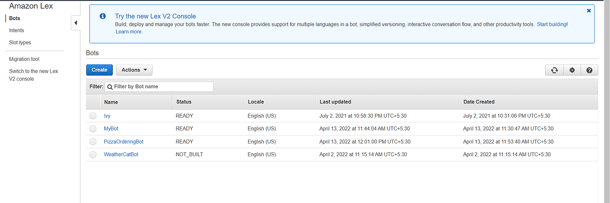 Creating a chatbot with Amazon Lex, AWS Lambda, and Integrating with ...