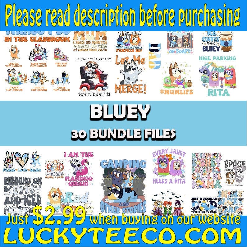Bluey Birthday Bundle svg, Mega Blue Dog Svg Bundle, Blue Dog Birthday ...