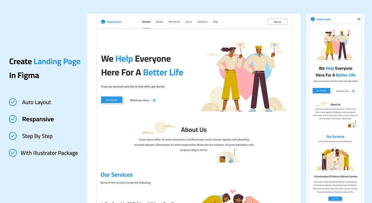 Modern Landing Page UI Design In Figma + Responsive + AutoLayout | Step ...
