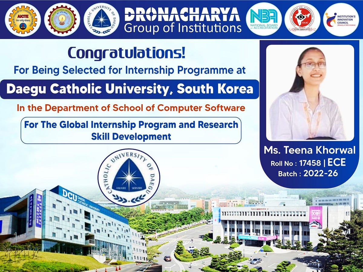 Global Opportunity Unlocked! | International Internship at Daegu Catholic University, South ...