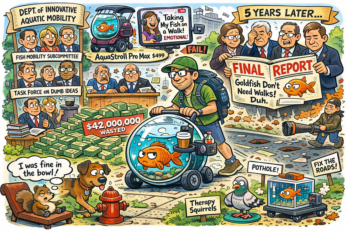 The Goldfish Walker: A Bold Step for Fishkind, a Giant Roll for Human ...