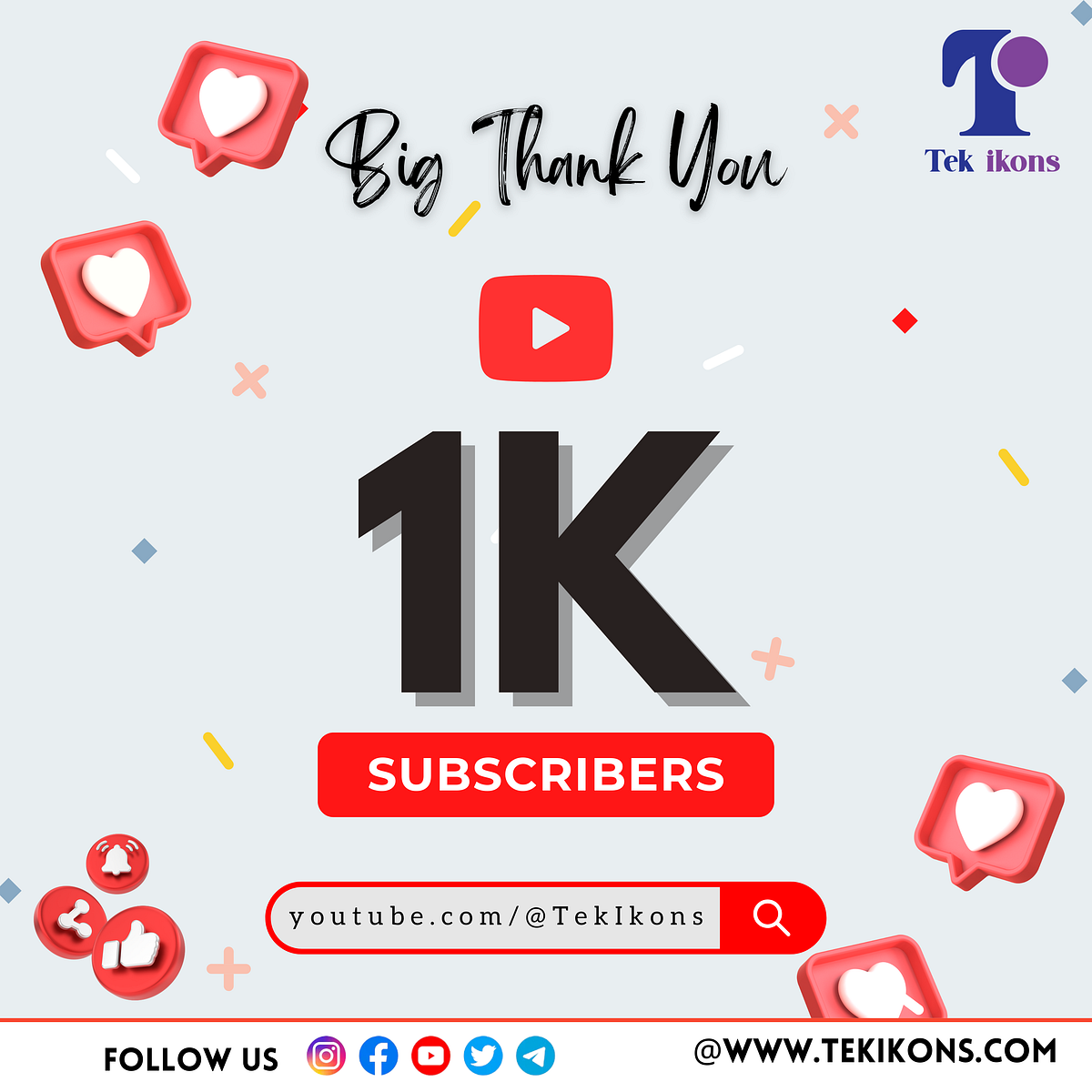 🎉 1K Subscribers! Thank You! 🎉| Tek Ikons - Tek Ikons - Medium