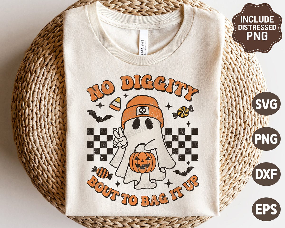 Halloween SVG PNG, No Diggity Bout To Bag It Up SVG, Ghost Png, Retro Halloween Boy Shirt, Svg ...