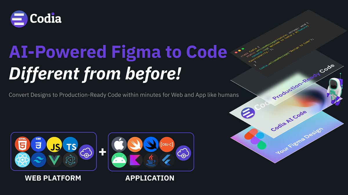 Codia AI Figma to code:HTML, CSS, React, Vue, iOS, Android, macOS, Flutter, ReactNative ...