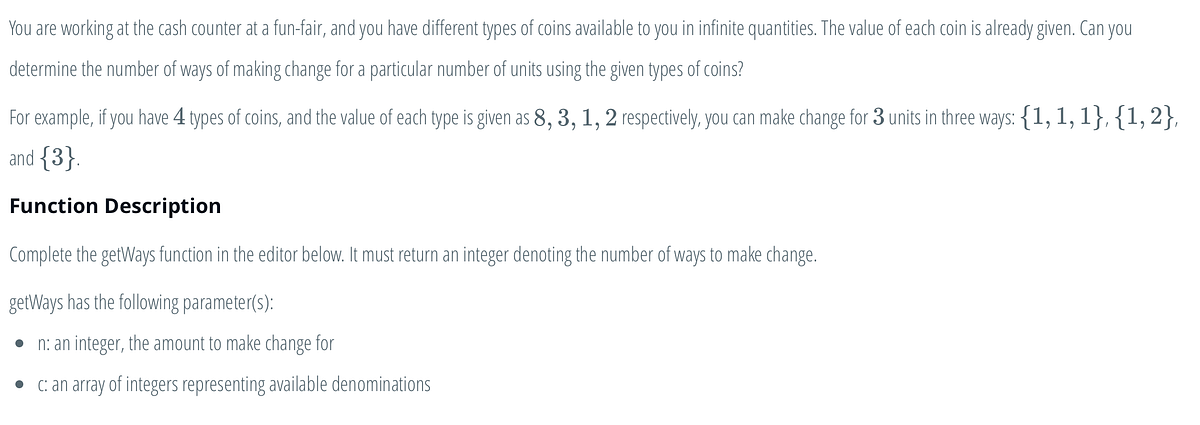 The Coin Change Problem (Memoization and Recursion) | by Anisha Jain | DataDrivenInvestor