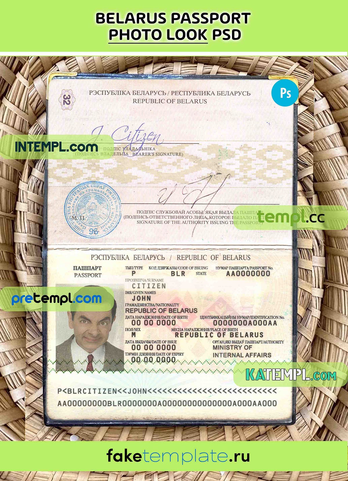 Belarus Passport Editable Psds Scan And Photo Realistic Snapshot 20062020 2 In 1 By