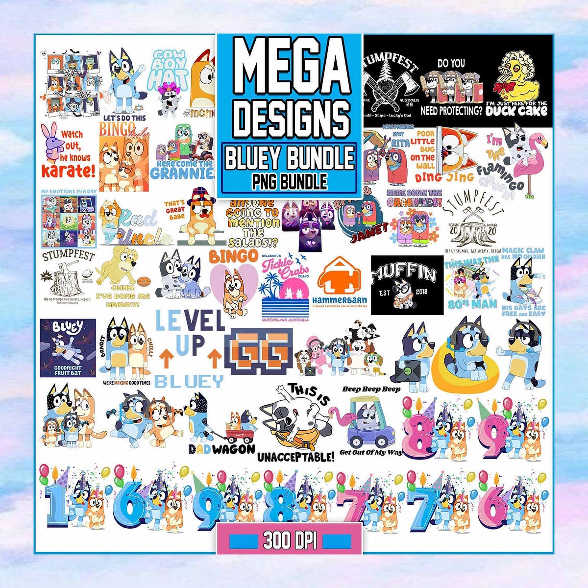 Mega Blue Dog Svg Bundle, Blue Dog Birthday Bundle Blue Dog Family Png ...