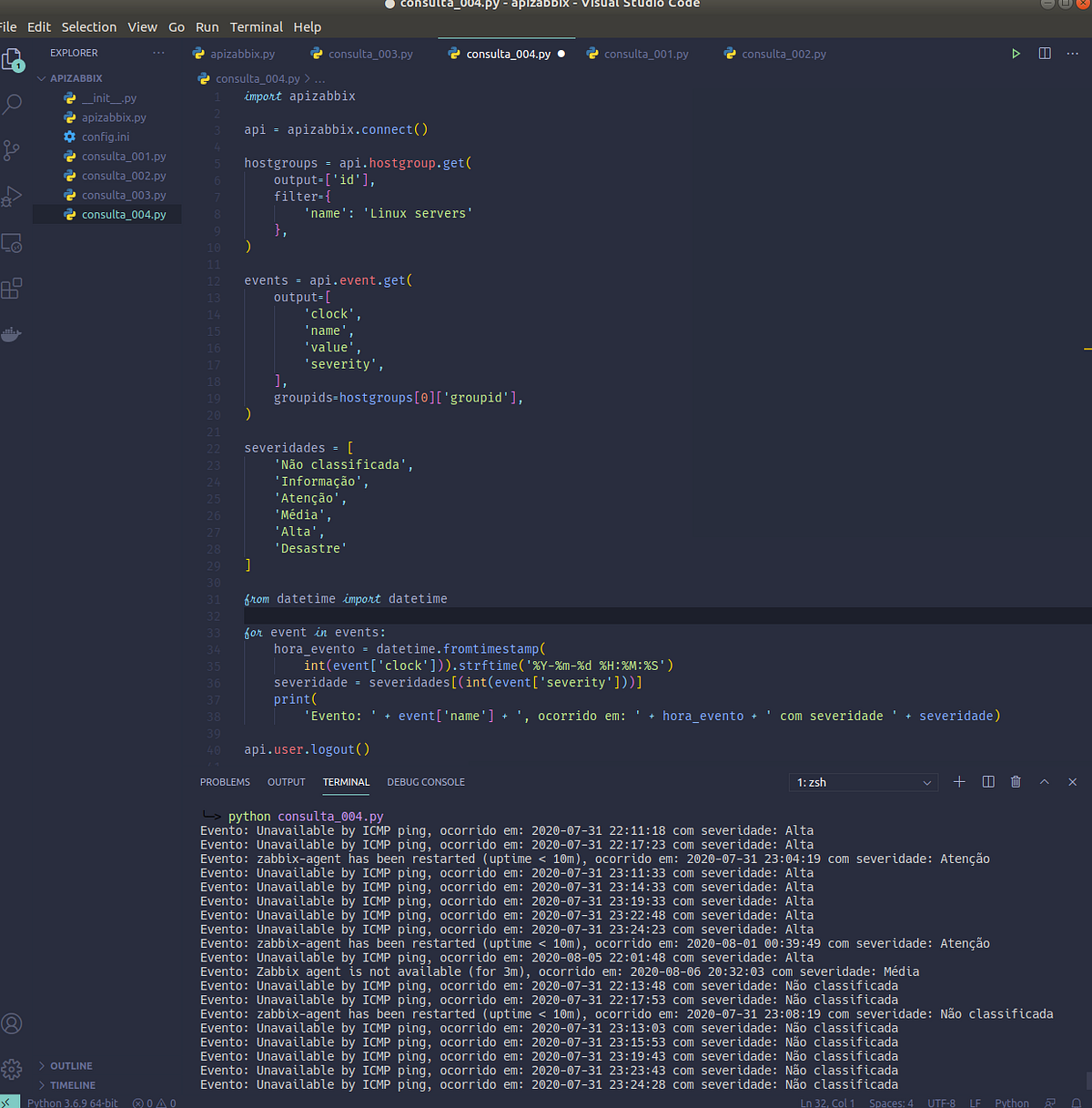 Iniciando rápido com a API do Zabbix usando Python 3 | by Isaque Profeta | Zabbix Brasil | Medium