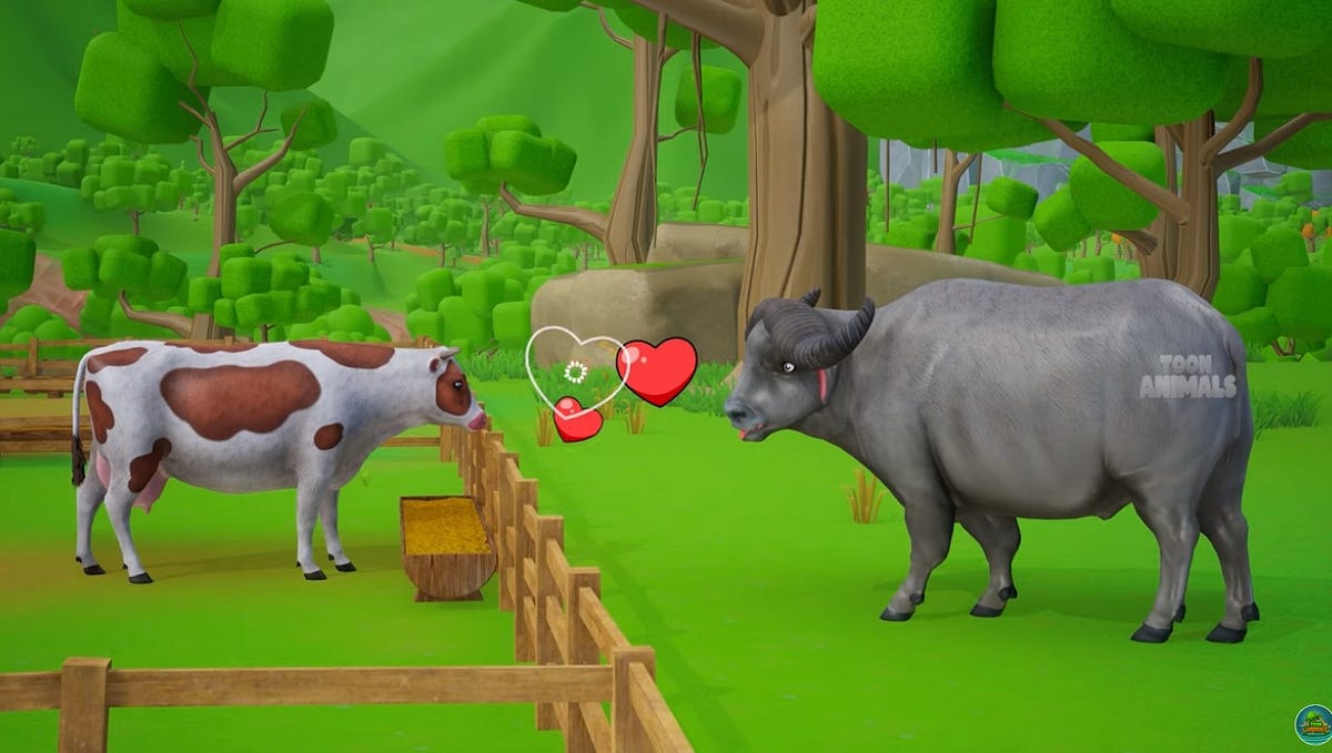 The Cow & Buffalo’s Farmyard Love Story | Farm Animals | Wild Animals ...