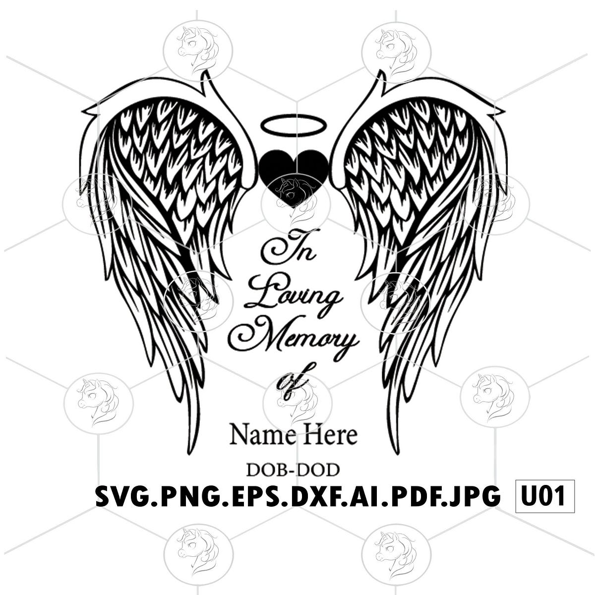 In Loving Memory Angel Wings Personalize Memorial Gift For Rest In ...