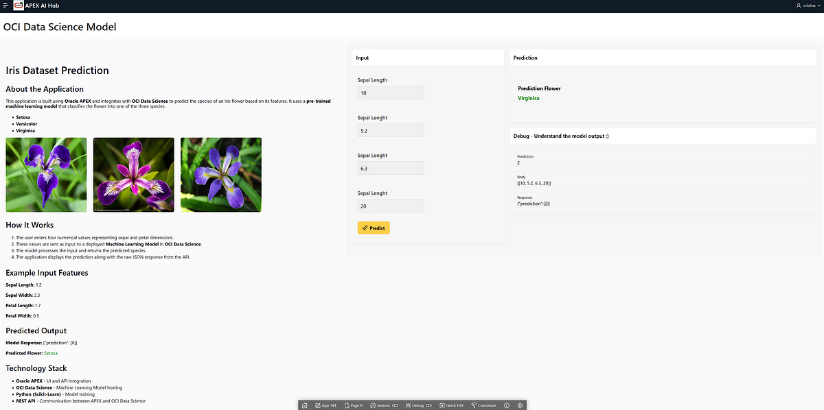 Building an Oracle APEX Application for Machine Learning Predictions with OCI Data Science ...