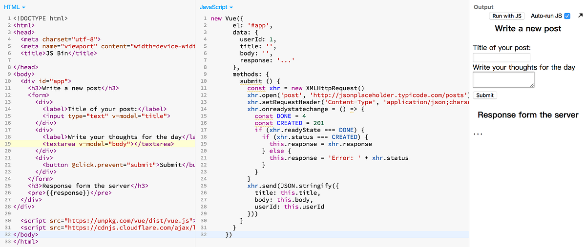 VueJs Ajax篇-XMLHttpRequest（三）. 表單資料 | by ChingFeng | Object實戰 | Medium