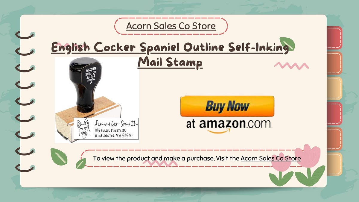 English Cocker Spaniel Outline Self-Inking Mail Stamp - Acorn Sales ...