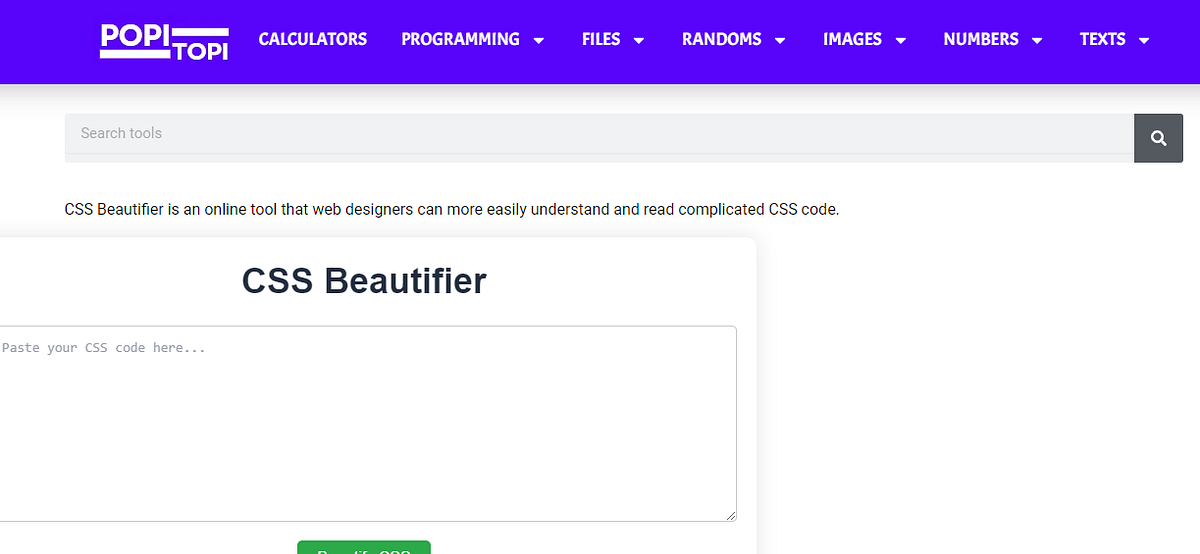 Free CSS Beautifier Online - Popitopi - Medium