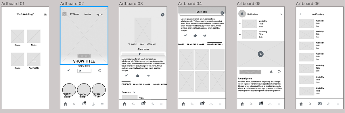 Challenge 2: Wireframing. From Netflix to frames | by Edwina F | Medium