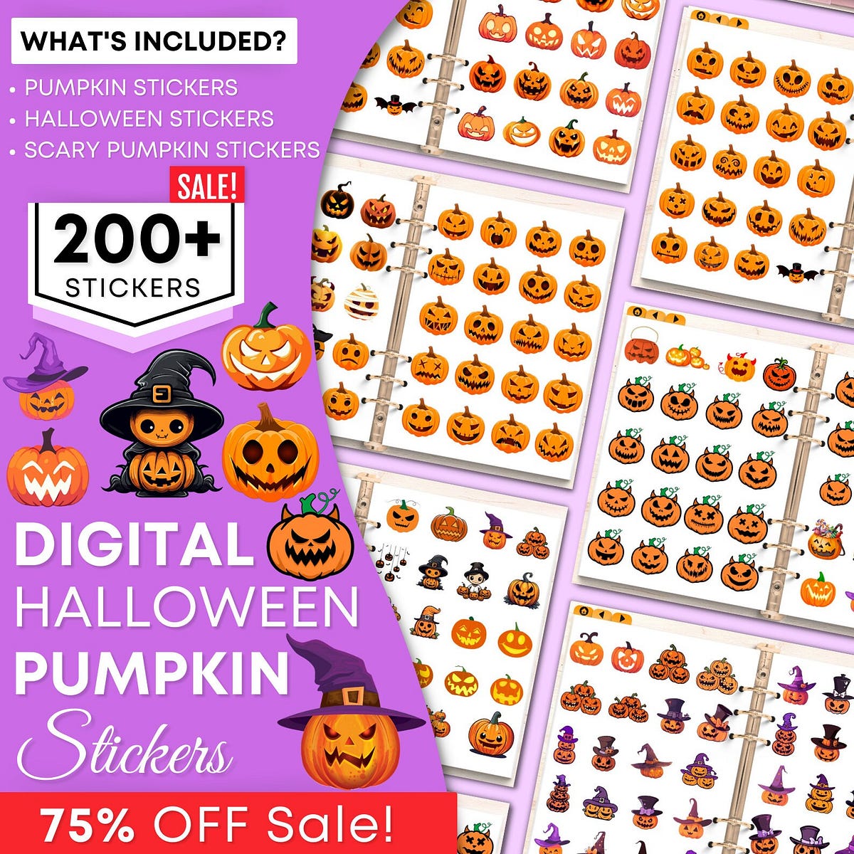 Halloween Digital Stickers, Cute Spooky Stickers, Halloween Stickers ...