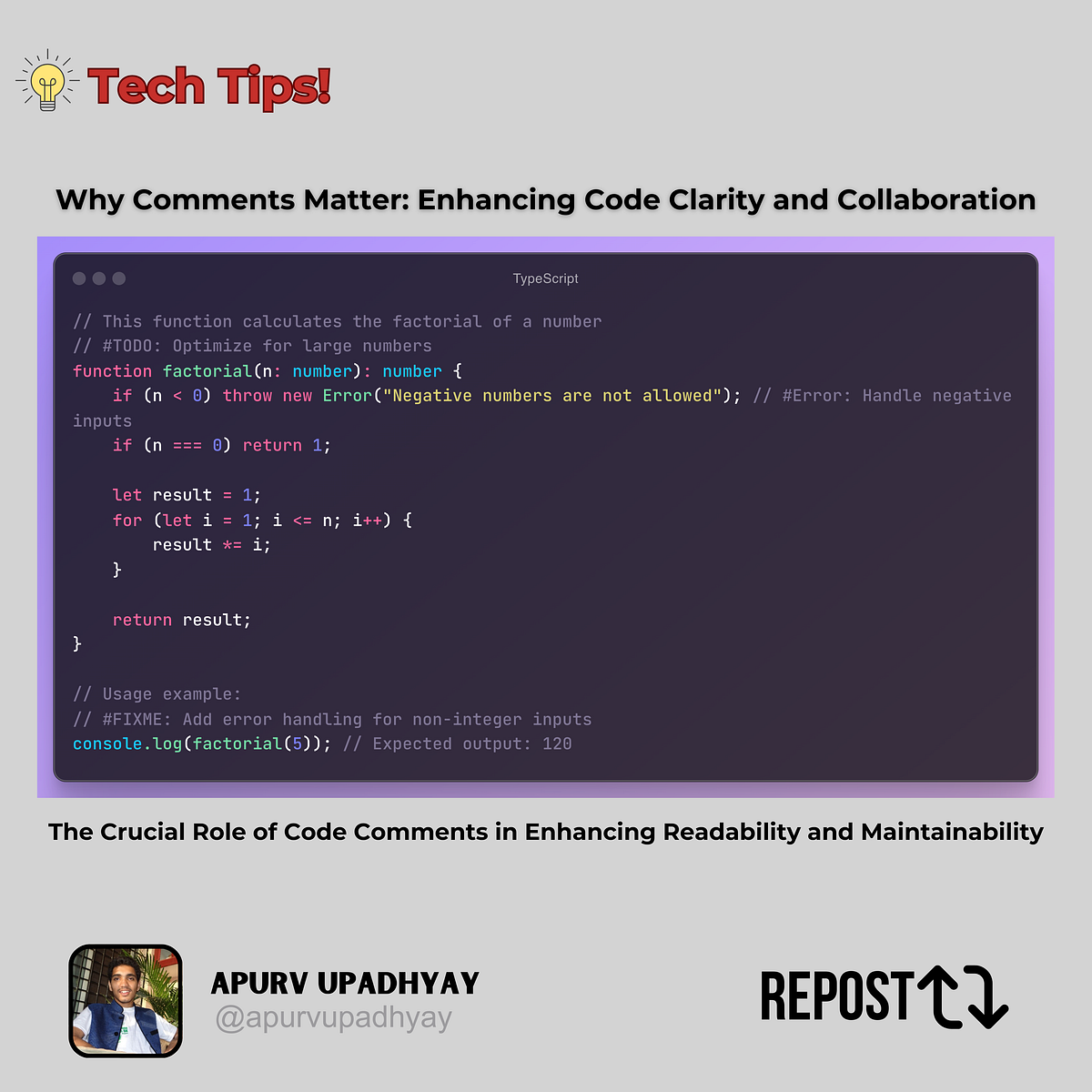 𝗪𝗵𝘆 𝗗𝗼 𝗪𝗲 𝗡𝗲𝗲𝗱 𝗖𝗼𝗺𝗺𝗲𝗻𝘁𝘀 𝗶𝗻 𝗖𝗼𝗱𝗲? 💻💬 | by Apurv upadhyay | DevHub: Share & Learn | Nov, 2024 | Medium