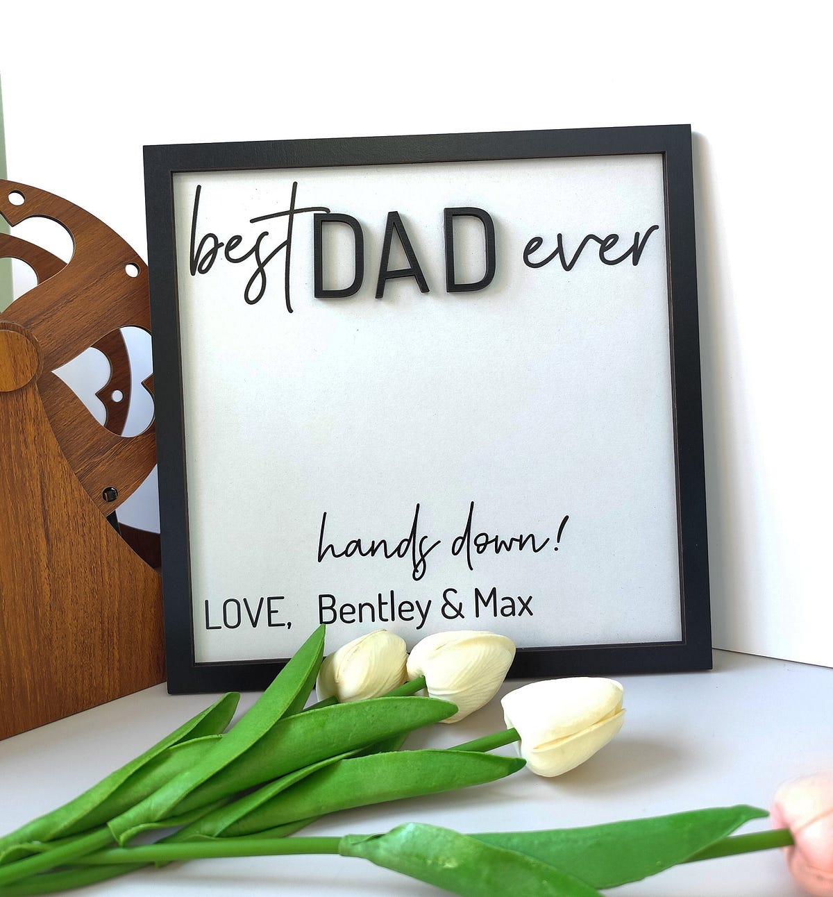 Father’s Day Gift, Best Dad Ever Hands Down Sign, Wooden Handprint Art ...