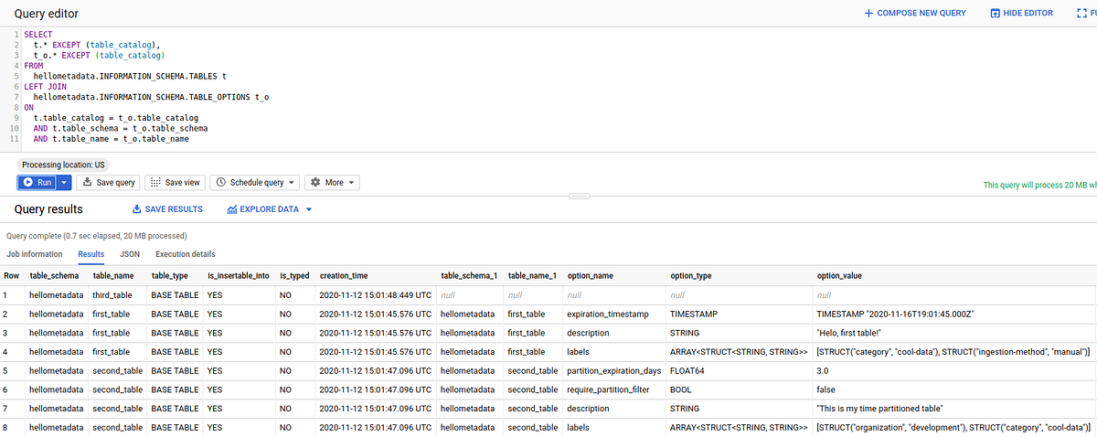 BigTips: INFORMATION_SCHEMA Views in BigQuery | by Brian Suk | Google Cloud - Community | Medium