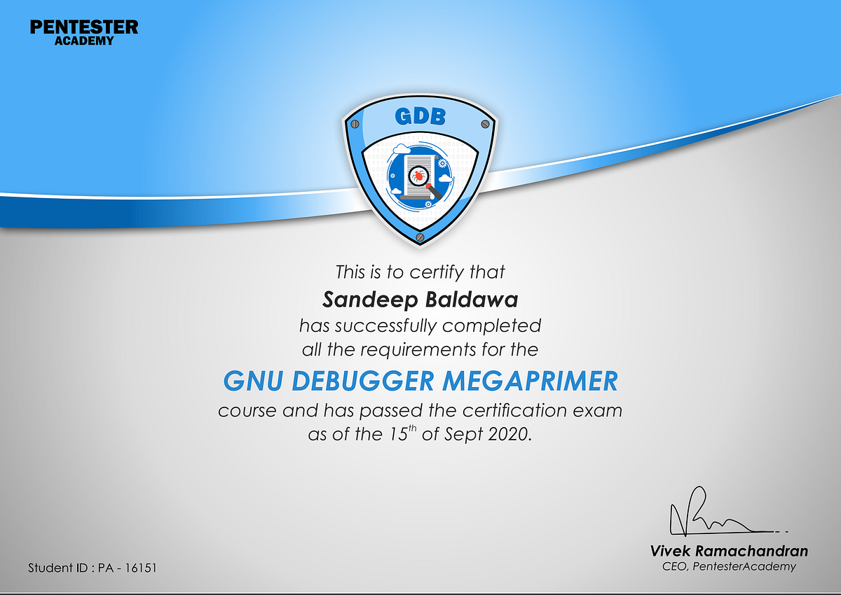Gdb debugger and related certification | by Sandeep Baldawa | ITNEXT
