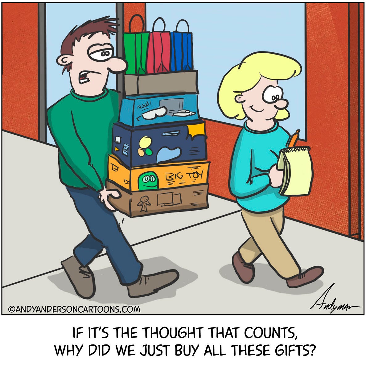 Cartoon about shopping and what counts by Andy Anderson | Andy Anderson ...