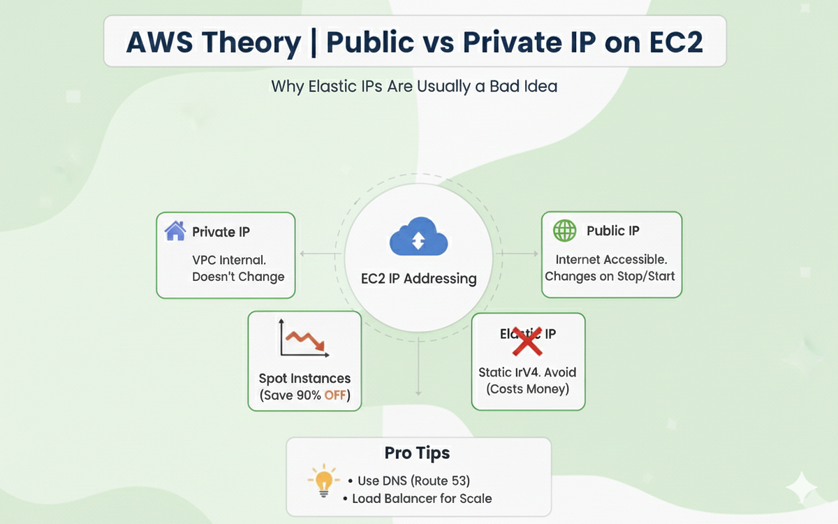 AWS Theory | Public vs Private IP on EC2: Why Elastic IPs Are Usually a ...