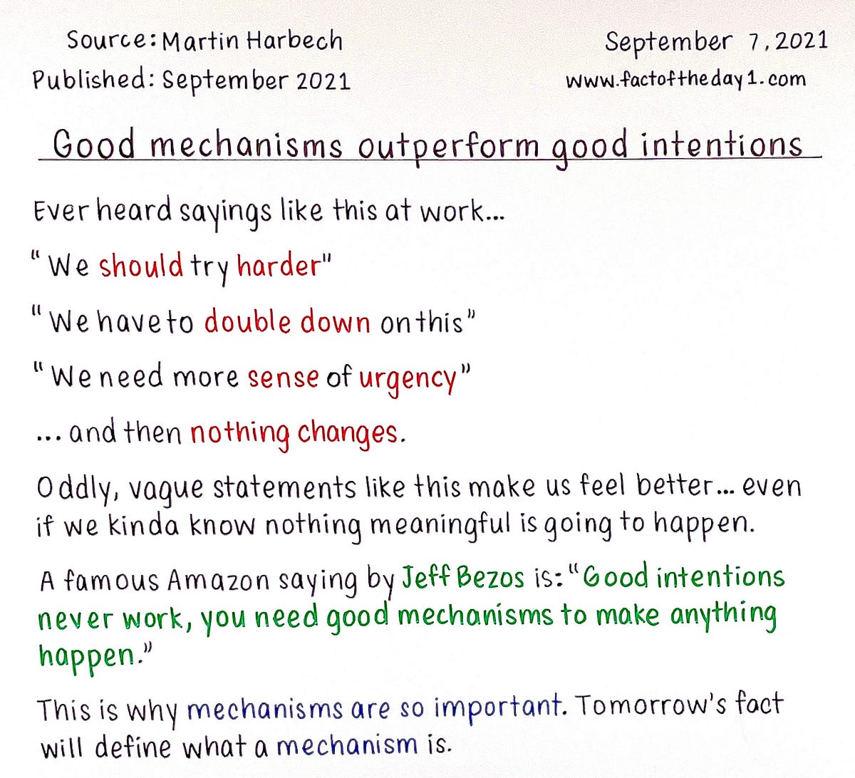 September 7: Good mechanisms outperform good intentions - Fact of the ...