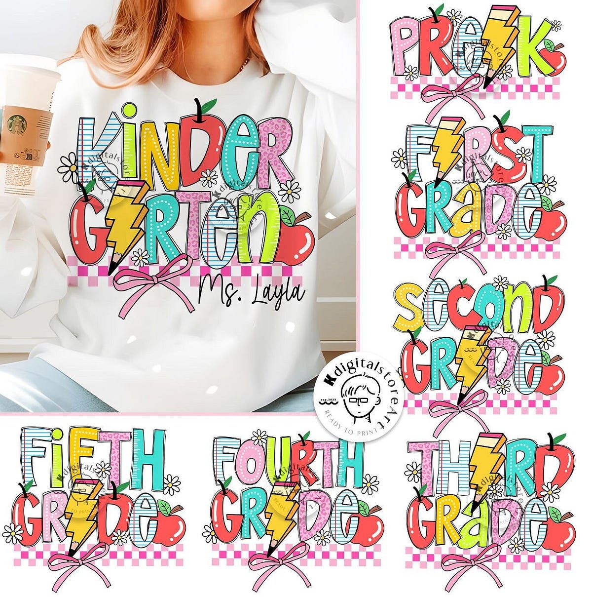 Back To School Bundle Teacher Png, Kindergarten Png, Back To School ...
