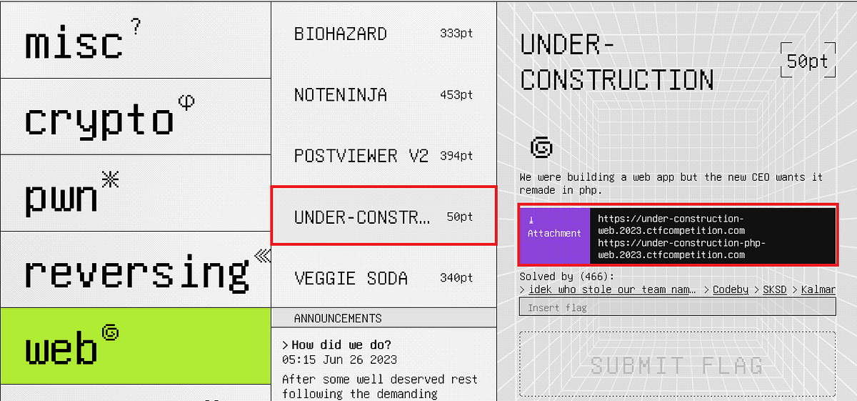 Under-Construction: Google CTF 2023 | by CyberSecDal | Medium