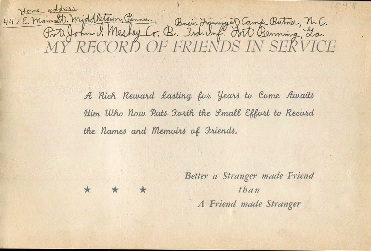 Artifact Spotlight: John I. Meshey Army Autograph Book | by Matthew ...