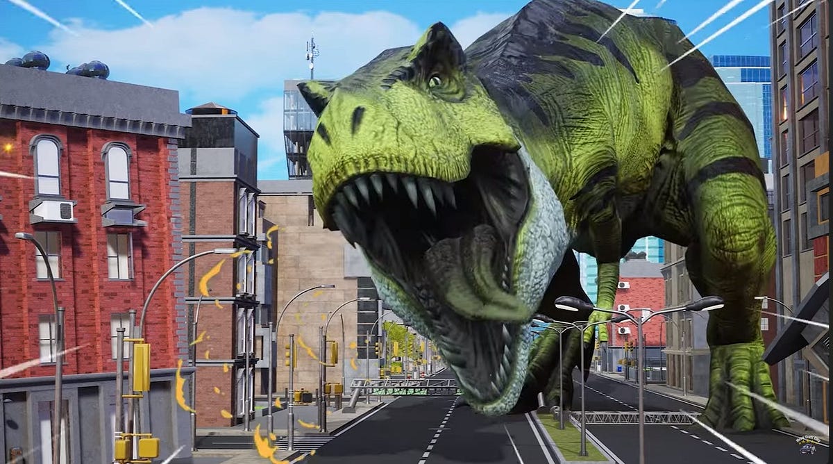 Dinosaur Attack on Cars: Giant T-Rex Destroys City | Monster Trucks ...