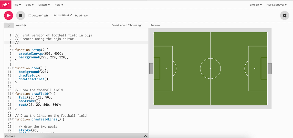 Visualizing the football field (p5.js) - SportsViz - Medium