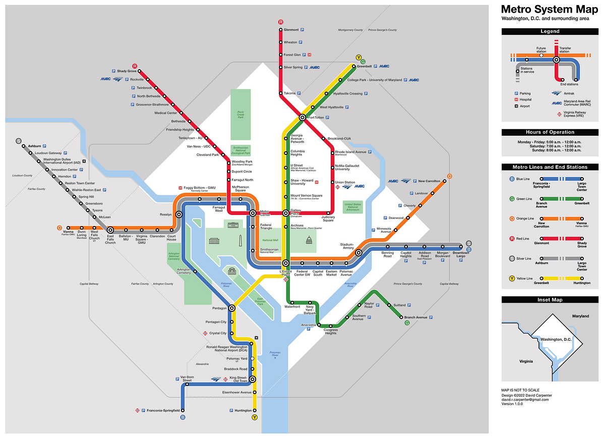 Updating the Washington, D.C. Metro Map | by David Carpenter | Feb ...