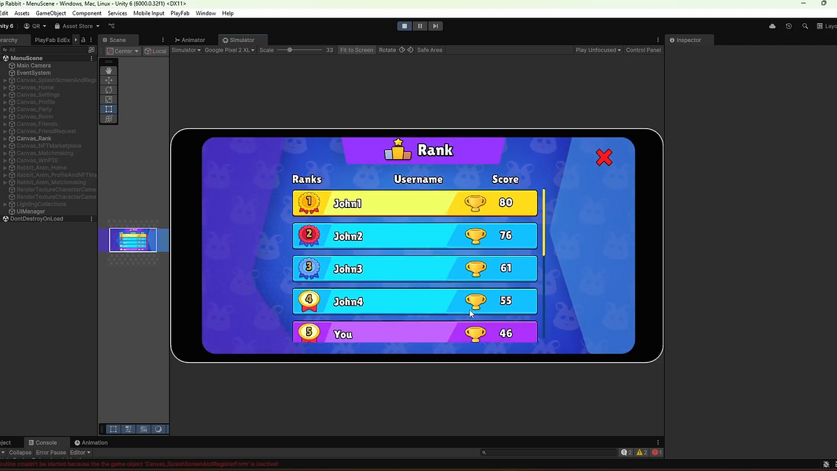 Game Code | Part 23: Ranking System or Leaderboard | Web3 Games | Quip Rabbit Game Dev in Unity ...