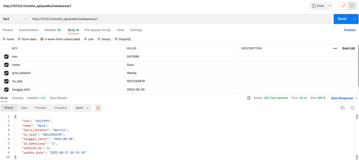 End-Point Update | Restful API (Part 4) | by Faishal | Medium