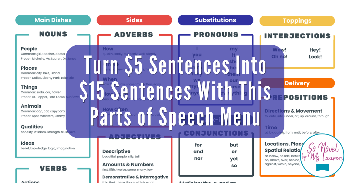 Turn $5 Sentences Into $15 Sentences With This Parts of Speech Menu ...
