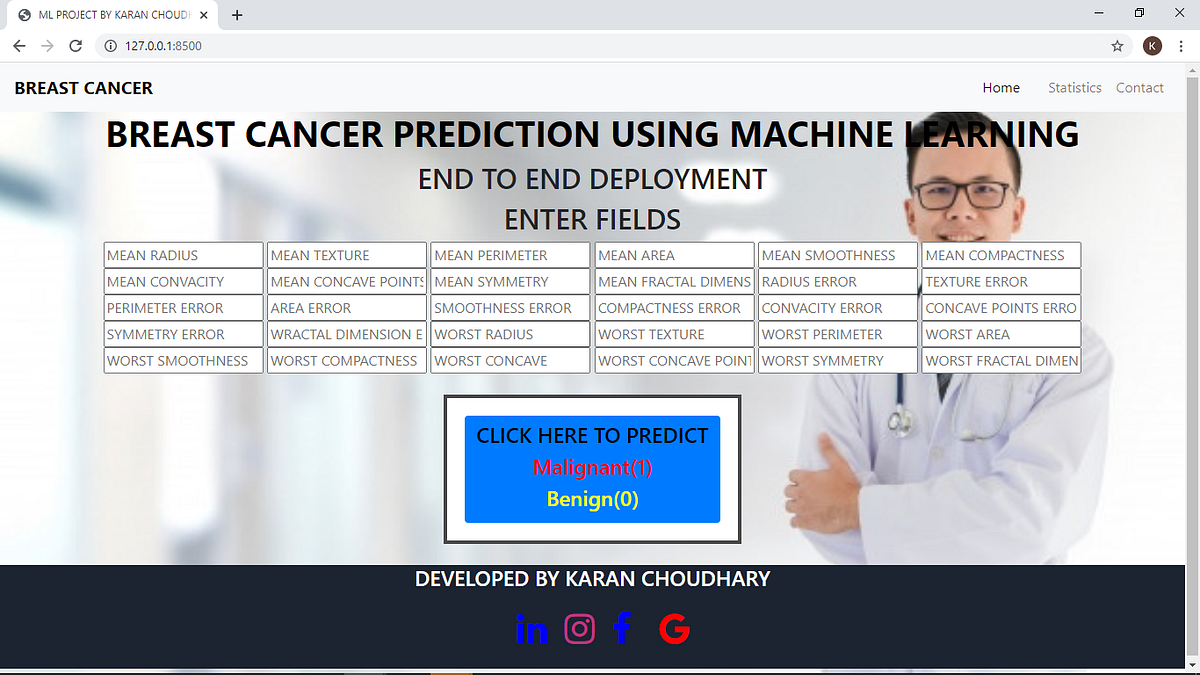 End to End Deployment of Breast Cancer Prediction Through Machine ...