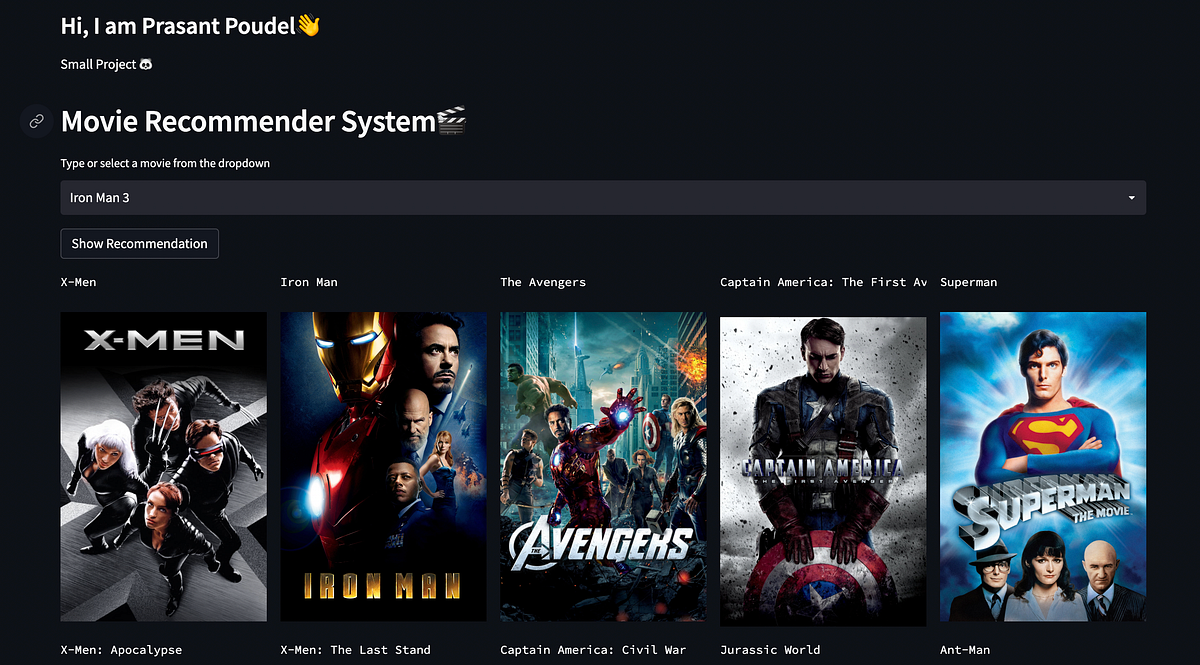 Movie Recommender System🎬 BY Prasant Poudel | by Prasantpoudel | Medium